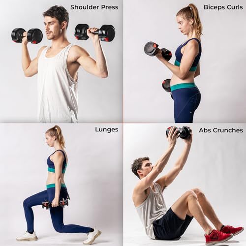 Lifepro PowerUp Adjustable 15lb Dumbbell Set with Rack – Quick Adjust ...