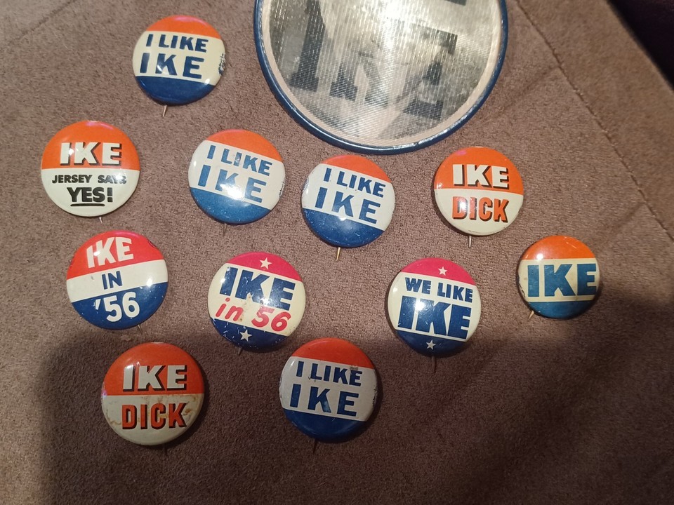12 I like ike and dick pin Political 1956 Button Pin Lot | eBay