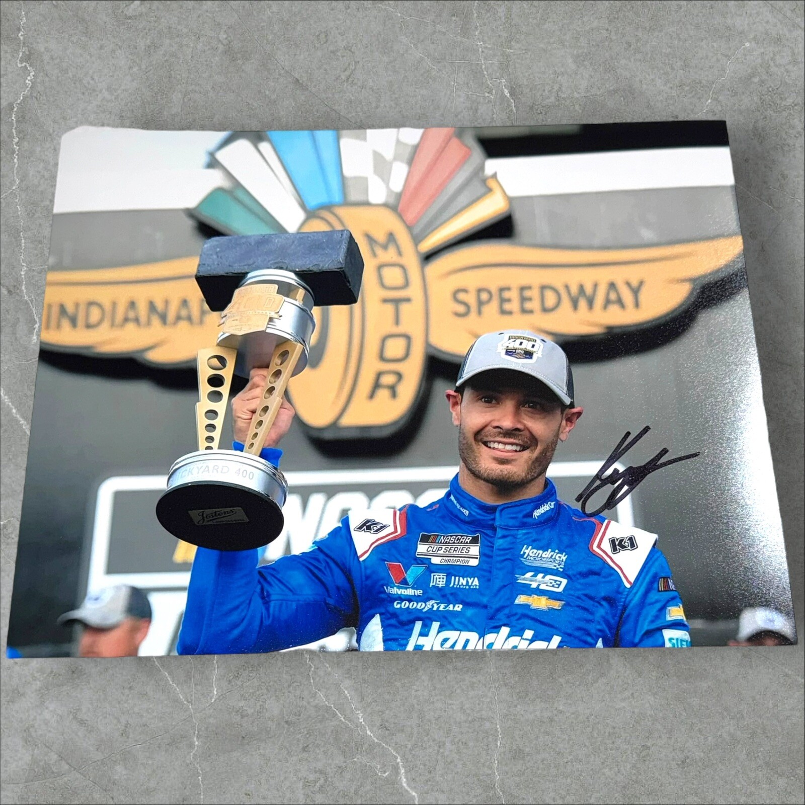 Kyle Larson NASCAR 8x10 signed photo 2024 BRICKYARD 400 VICTORY TROPHY ...
