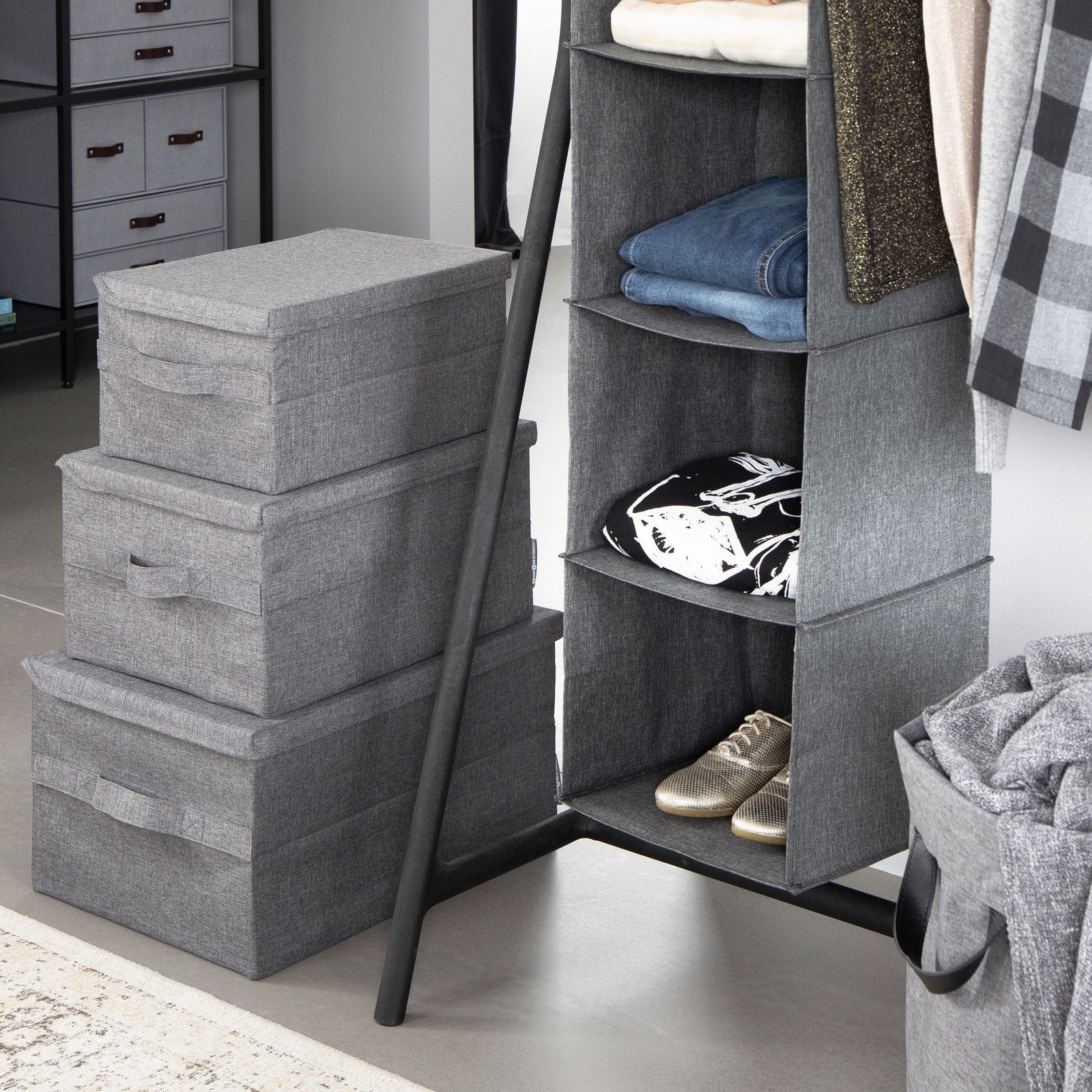 Bigso Soft Foldable Polyester Storage Box with Lid | Medium | Blue | eBay