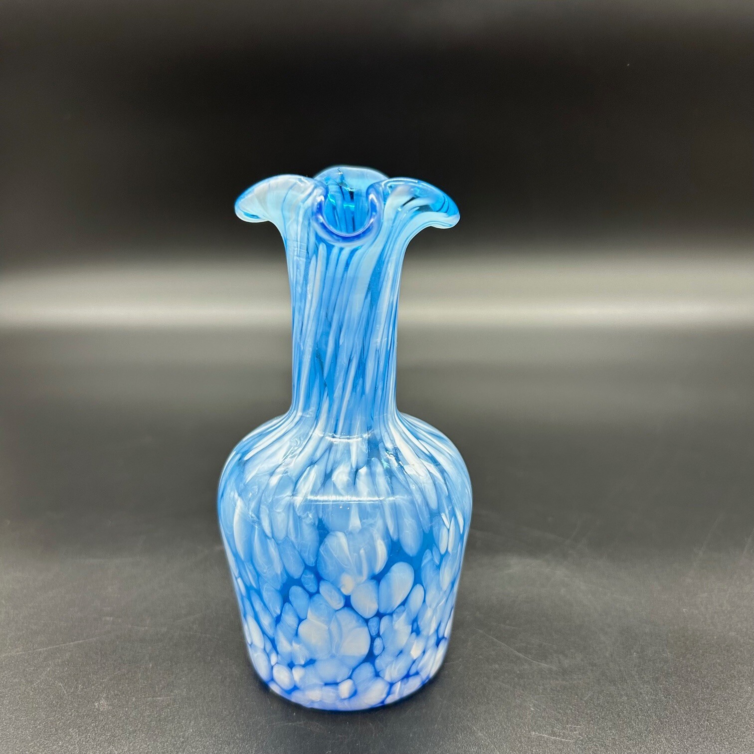 Vtg Rainbow Art Glass Mini Pitcher Aqua Turquoise Blue White Spatter ...