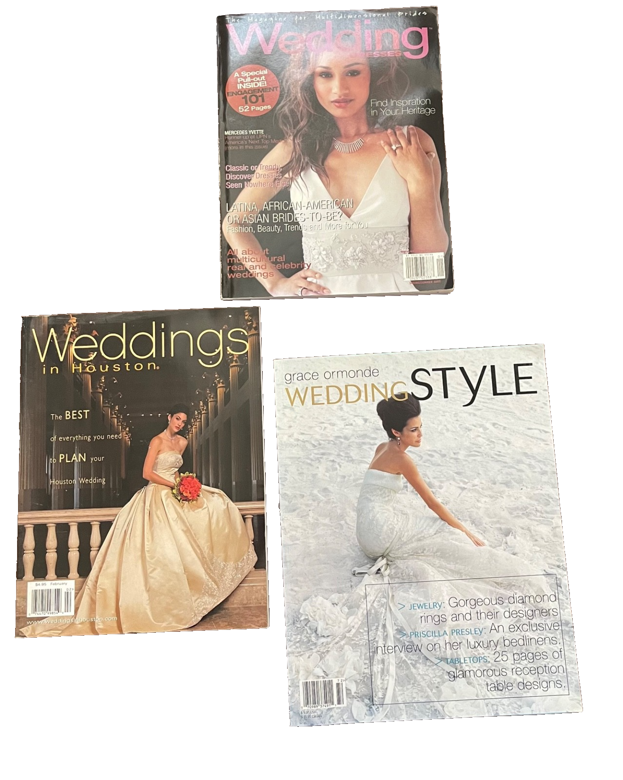 Lot of 3 Wedding Magazines Styles Houston Guide Dresses 2004 2005 2007 ...