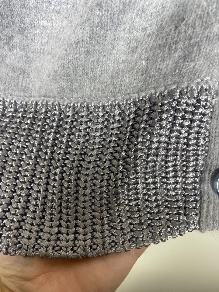 Moda International Women's Cardigan Sweater S Wool Rabbit Hair Gray ...