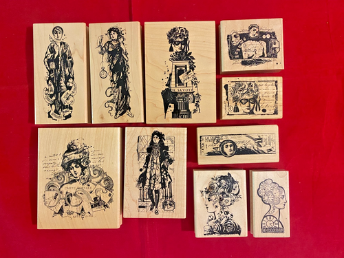 Lot of 10 ACEY DEUCY Women Collage Artistic Rubber Stamps | eBay