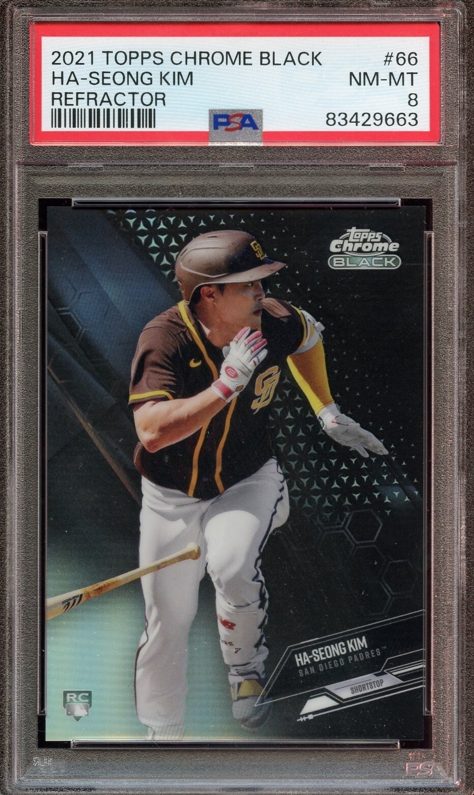 PSA 9 2021 TOPPS CHROME BLACK REFRACTOR #66 HA-SEONG KIM RC *POP 1 ...