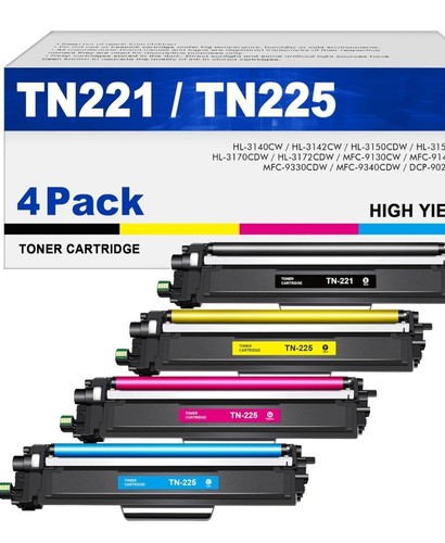 TN221 TN225 Toner Cartridge Replacement High Yield 4 pack | eBay