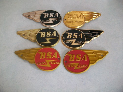 BSA Golden Flash Gas Tank Badge Emblems - Red/Gold Black/Gold Color ...