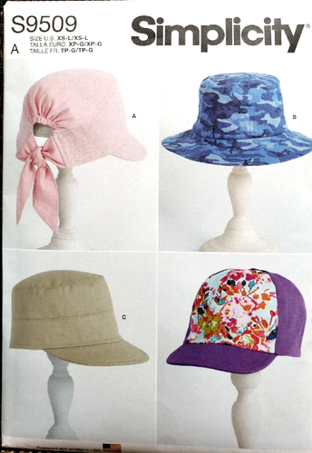 Simplicity S9509 Hats Adult +Children's Head Sz XS thru L Four ...