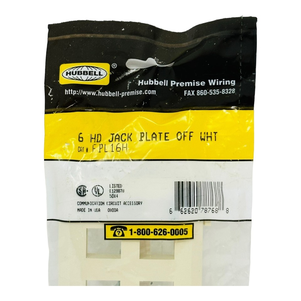 HUBBELL CAT # FPL16H HD JACK PLATE OFF WHITE NEW/FACTORY SEALED | eBay