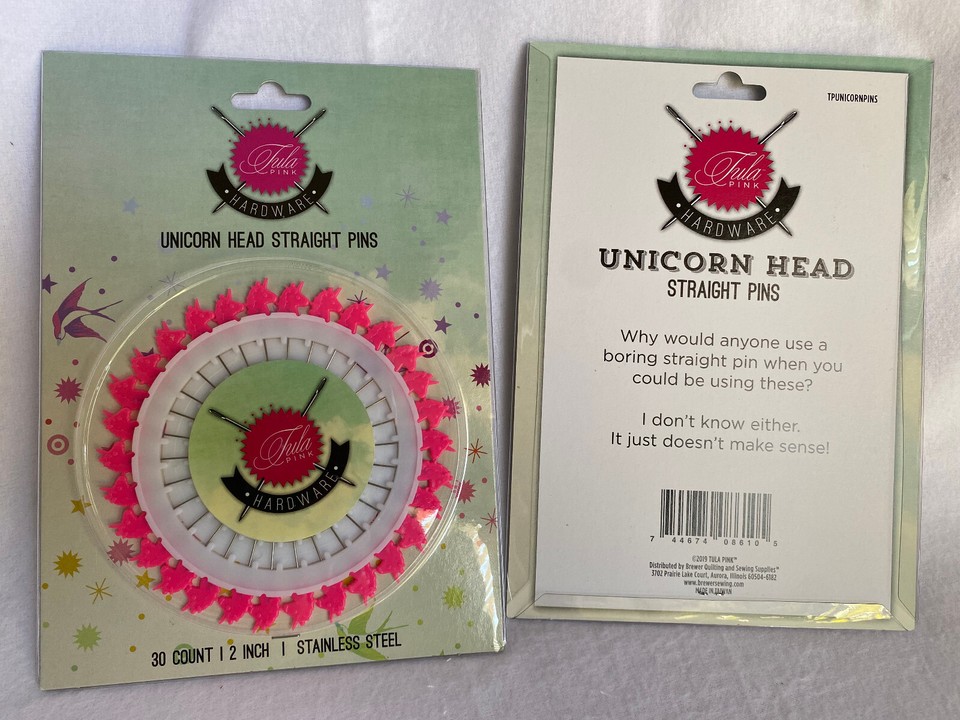 Tula Pink Hardware Unicorn Head Straight Pins: 2-inch Stainless Steel ...