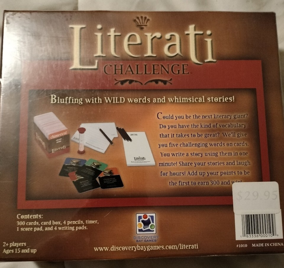 LITERATI CHALLENGE Bluffing Wordgame Word Literary SAT Words Board Game ...