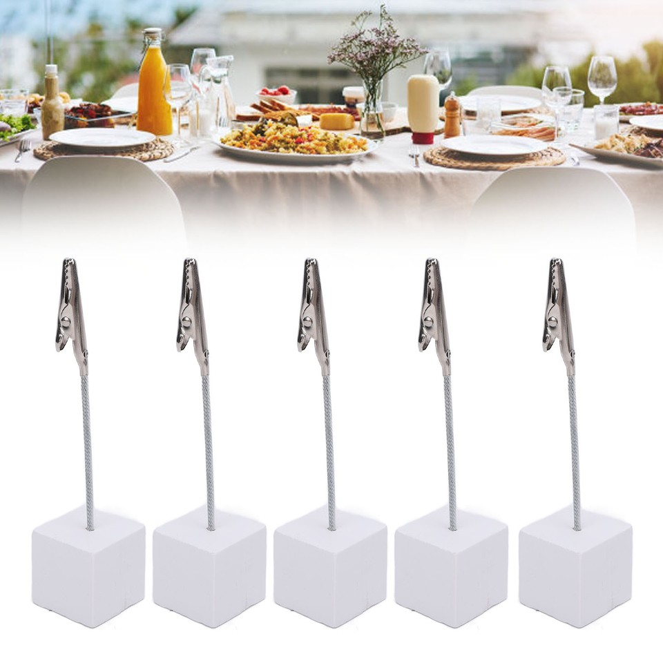 White 10Pcs Table Number Card Holder Wooden Block Crocodile Clip Photo ...
