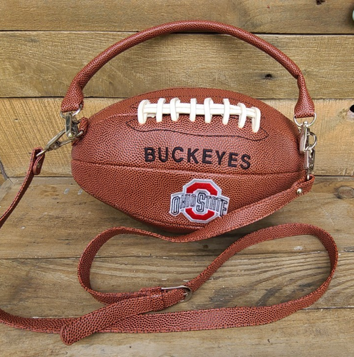 New Ohio State OSU Buckeyes FOOTBALL SHAPED PURSE Crossbody Handbag 12 ...
