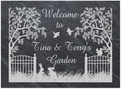 Personalised Garden Gate slate plaque, sign, welsh slate, engraved ...