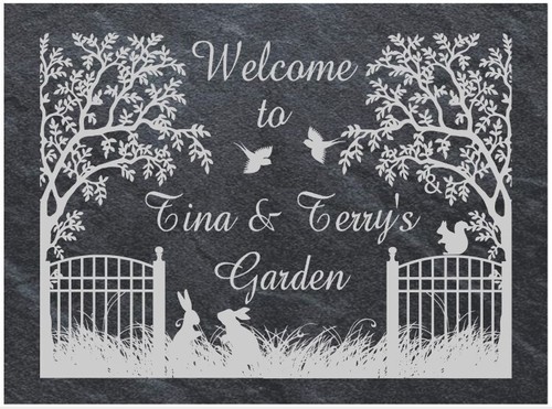 Personalised Garden Gate slate plaque, sign, welsh slate, engraved ...