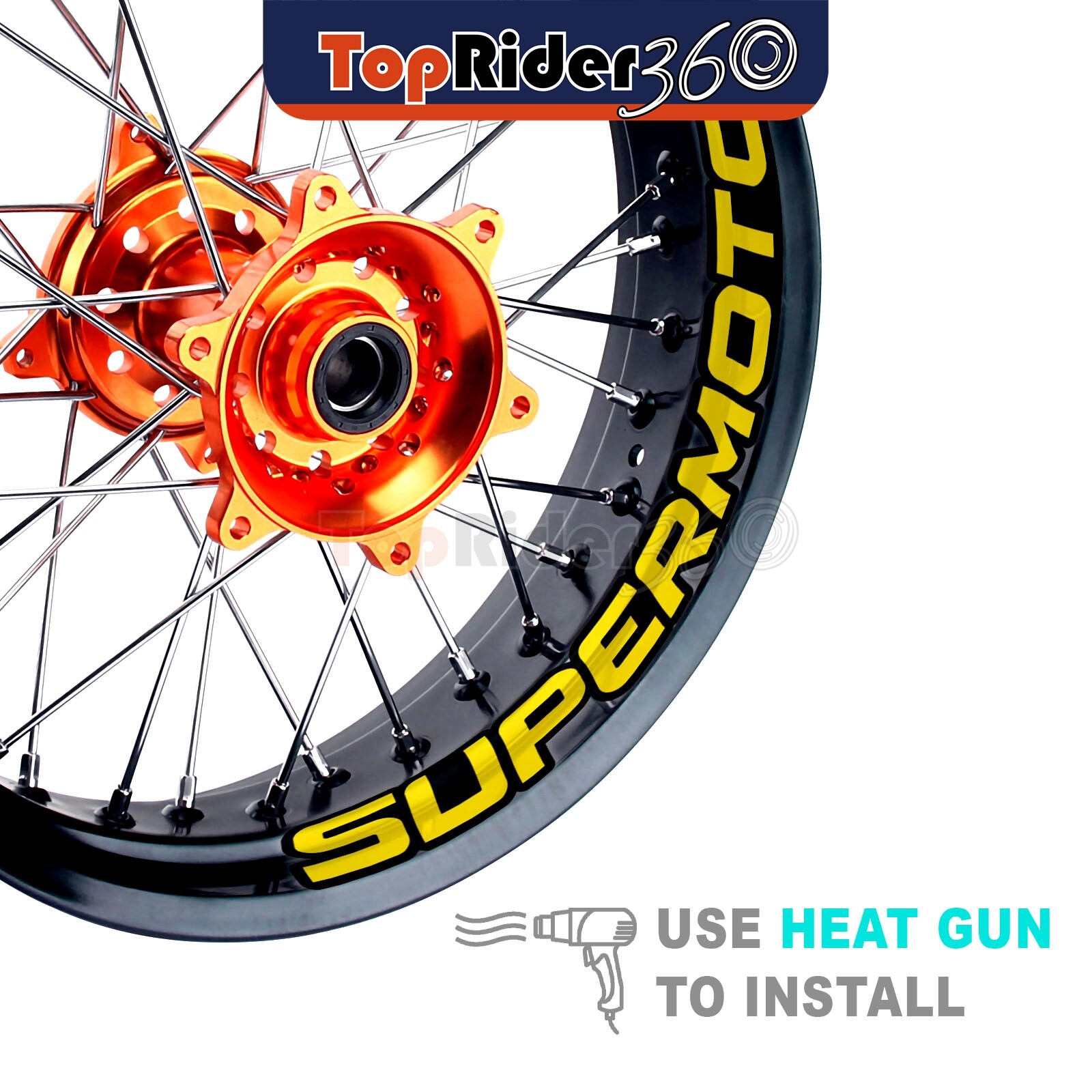 Yellow Supermoto Rim Wrap Sticker 17" For TM TM 300EN 07-21 20 19 18 17 ...