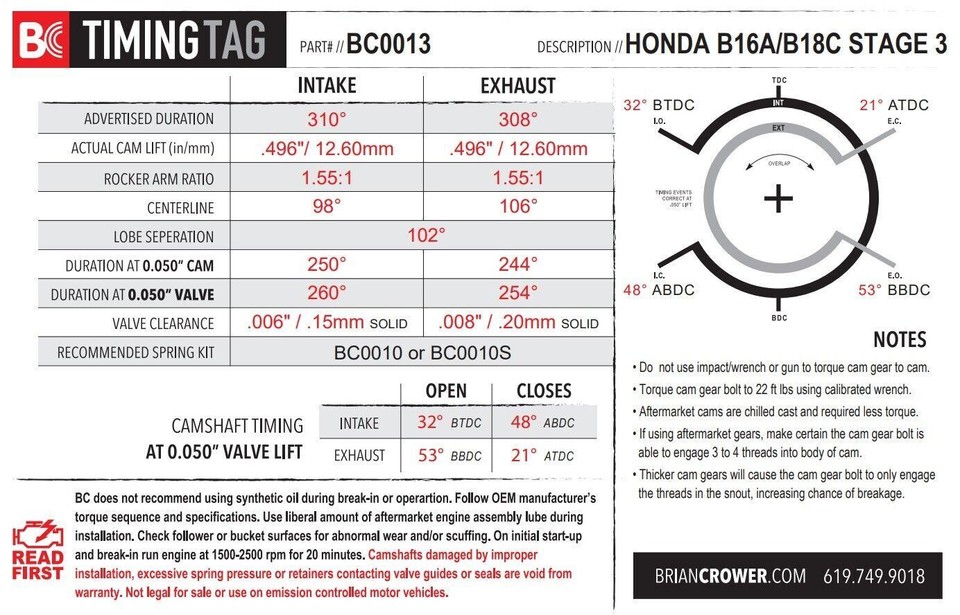 For Honda Acura B18C B16A B-Series VTEC Brian Crower Stage 3 All Motor ...