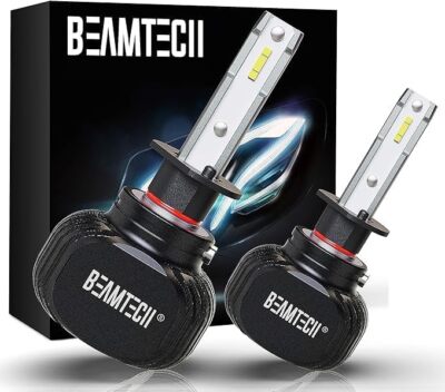 BEAMTECH H1 LED Bulbs S1 Series Fanless 10000LM 50W 6500K Cool White ...