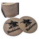 16 pieces coasters set Budweiser beer logo cork and metal holder | eBay