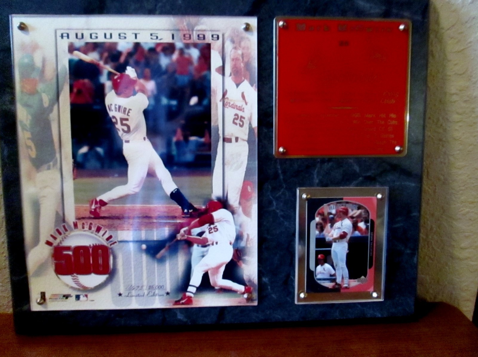 VINTAGE BASEBALL PLAQUE LIMITED EDITION MARK McGWIRE 500 HOME RUNS ...