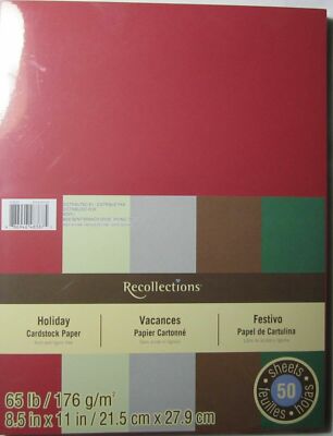 Recollections Cardstock Paper 8 1/2" x 11" 50 Sheets 65 lb 5 Color ...