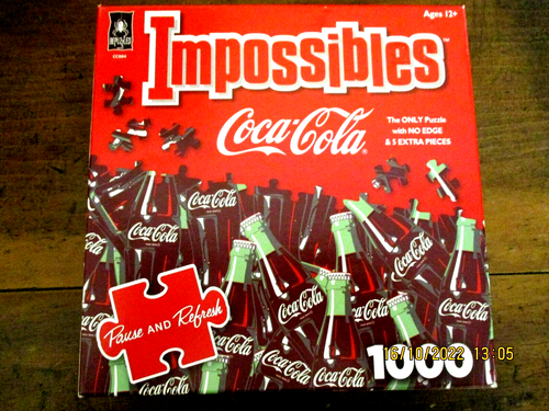 BEPUZZLED IMPOSSIBLES COCA-COLA 1,000 PCE JIGSAW PUZZLE-NO EDGES ...