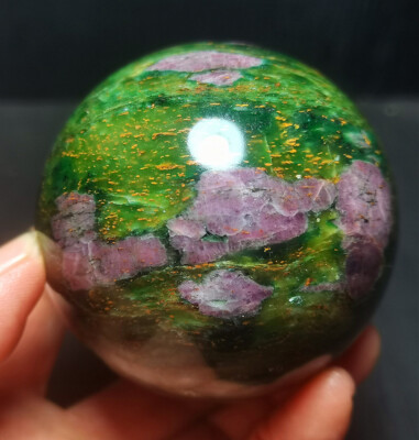 RARE 504.9G Natural Polished Grandmother Gold Ruby Crystal Ball Healing ...