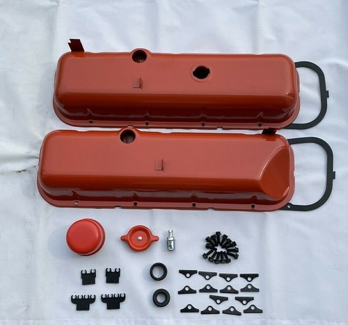 Chevrolet CHEATER Valve Covers SLANT ORANGE BBC 396 427 454 KIT 40pc ...