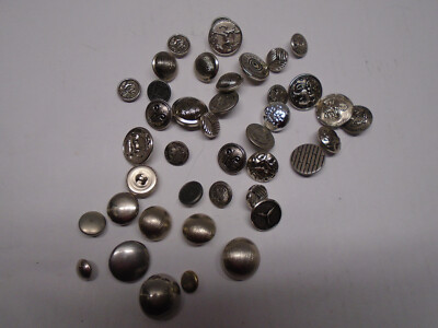 Vintage Mixed Lot Silver Colored Buttons Total Weight 2.7 Ounces Shank ...