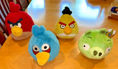 Angry Birds Plush lot of 4 Red Chuck Blue King Pig 2010 Stuffed Animal ...