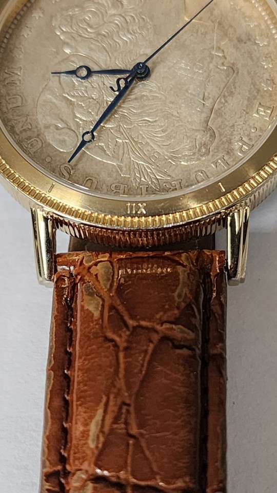 Stauer Morgan Silver Dollar Coin Mens Watch 900 Silver 18294 Swiss ...