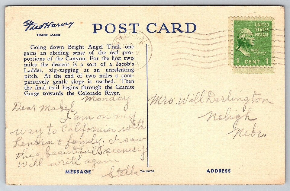 Original Old Vintage Outdoor Postcard Colorado River Grand Canyon ...