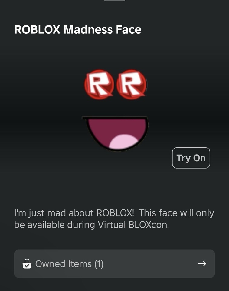 Roblox Madness Face Limited | eBay
