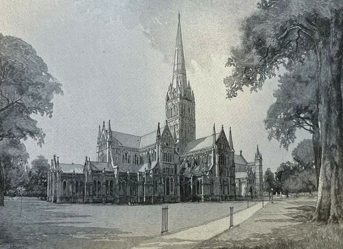 1888 England Salisbury Cathedral illustrated | eBay