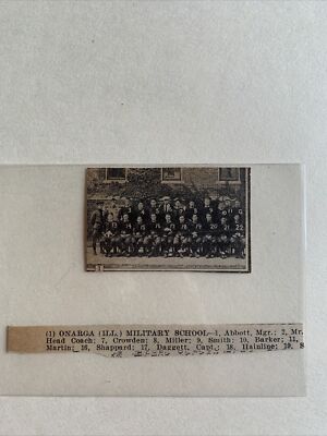Onarga Military School IL Illinois 1924 Football Small Team Picture | eBay