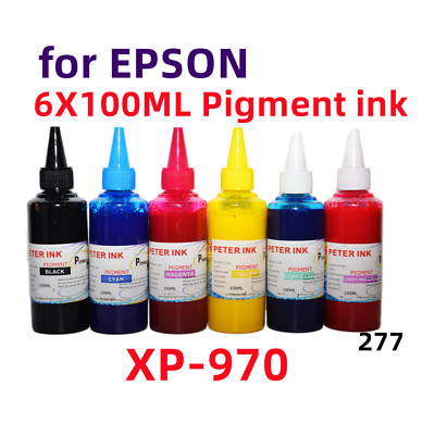 6X100ML Premium Pigment refill Ink for XP-970 277 T277 Cartridge CISS ...