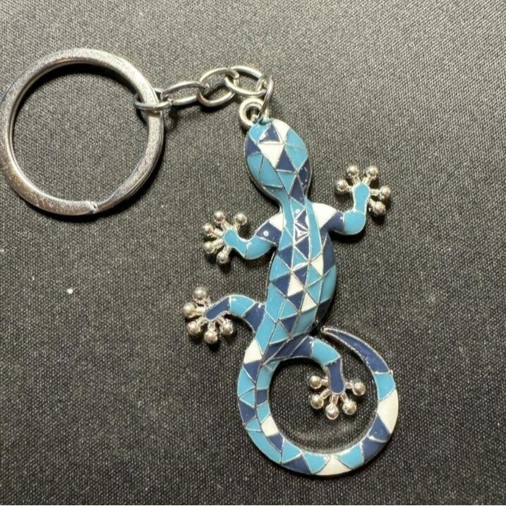 Metal Gecko Keychains Blue Lizard Style Keychain Animal Ring Keychain ...