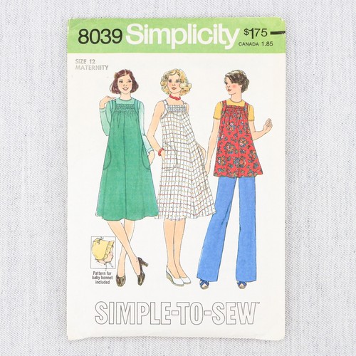 VTG 1970s Simplicity Pattern 8039 Misses Maternity Dress Jumper Top ...