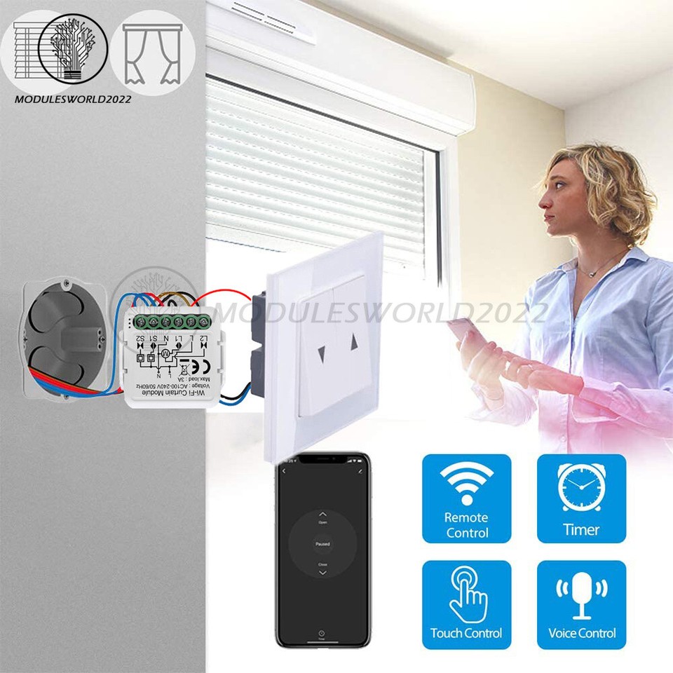 WiFi Blutooth Smart Curtain Roller Shutter Switch Module for Tuya Alexa ...