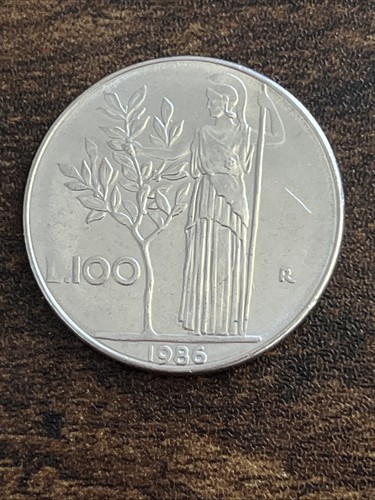 1986 Italy Republic Italiano L100 Lire Lira International Actual Coin ...