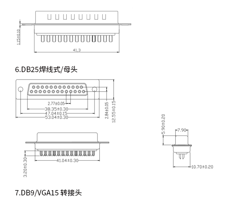 DB9 15 25 D-Sub 9,15,25-Polig Stecker Buchse RS232 Lötanschluss ...