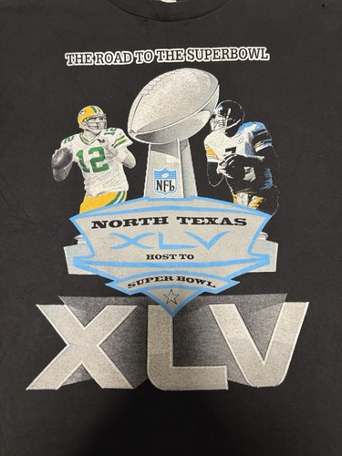2011 Super Bowl XLV 45 Promo T-Shirt Size M Packers vs Steelers NFL ...