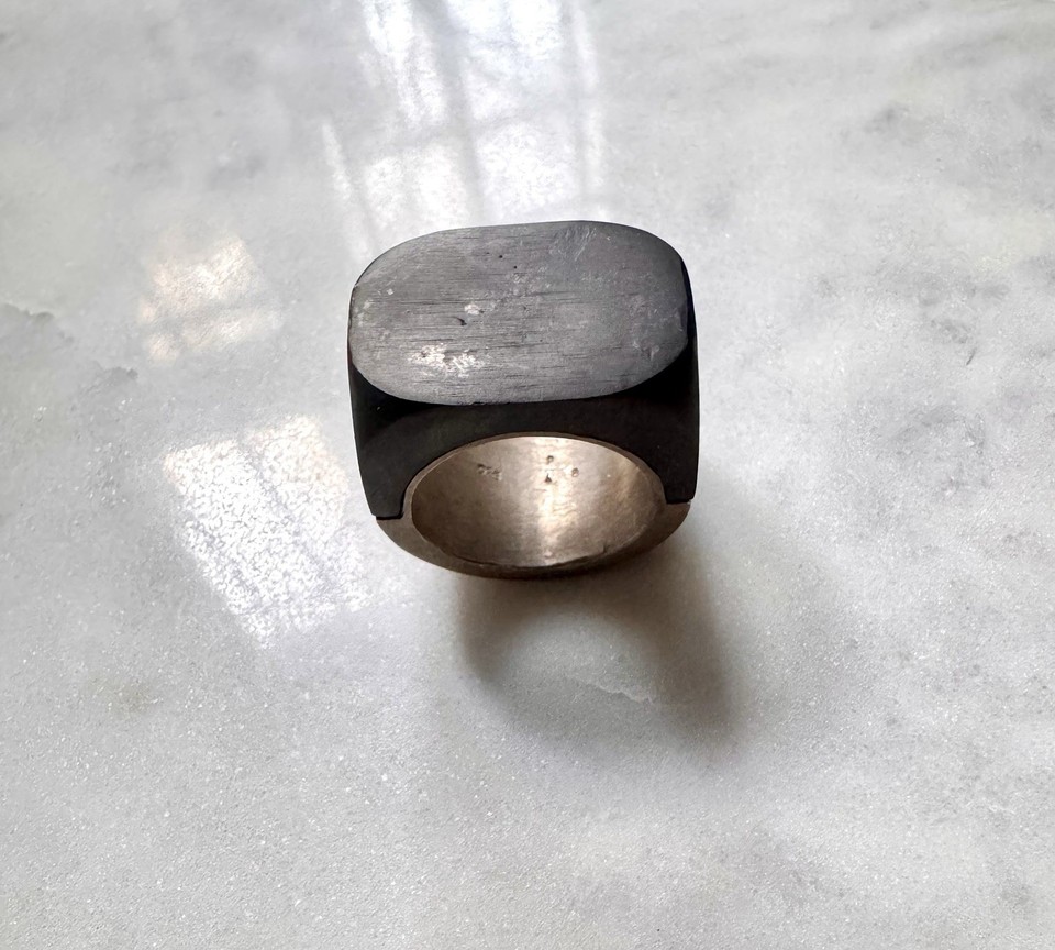 PARTS OF FOUR Sistema Ring Oval, 17mm, DIRTY STERLING+BLACK BRONZE -sz ...