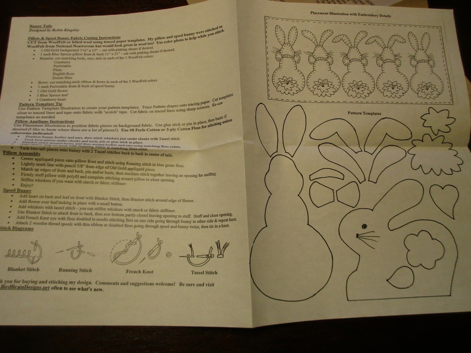 New Pattern Bunny Tails Pillow & Spool Bunny by Bird & Brain Designs ...