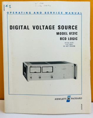 HP Agilent 06131-90005 1974 Model 6131C BCD Logic Operating & Service ...