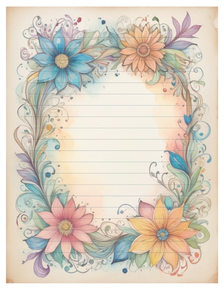 WHIMSY -25 Sheets Watercolor Design Decorative Paper Letter Writing ...