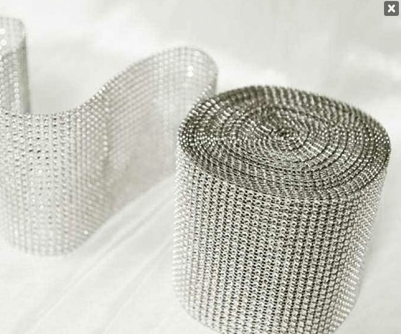 Rhinestone Diamond Mesh 4.75 X 5 Yards Silver Rhinestone Diamond Mesh