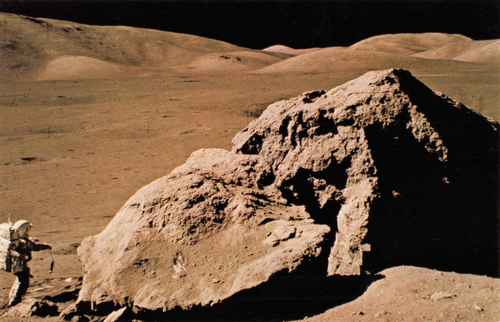 Postcard NASA Apollo 17 Astronaut Harrison Schmitt at Split Rock North ...