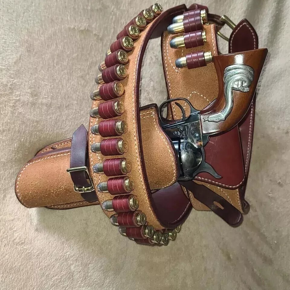 Western Gun Holster Belt Leather Revolver Pistol Tooled .22, .35/357 ...