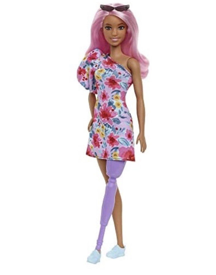 New Barbie Fashionistas Doll ~ Pink Hair ~ Purple Removable Prosthetic ...